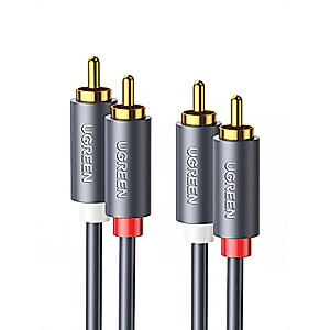 UGREEN RCA Cable, 6FT 2RCA Male to 2RCA Male Stereo Audio Cable Gold Plated Car Audio Subwoofer Adapter Dual Shielded Red and White Cord for Home Theater Amplifier Hi-Fi System Car Audio Speaker