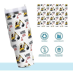 ARGTILDN 30 oz Tumbler Yellow Digger Animal Insulated Travel Mug with Handle and Straw Lid Stainless Steel Vacuum Coffee Cup Tea Beverage Container Water Bottles for Car Sports office