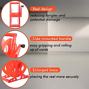 Homeon Wheels Cord Storage Reel with Handle Driven Easy to Use with Carrying Bag