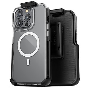 Encased Clear-Back for iPhone 13 Pro Belt Clip Case Magsafe Compatible Phone Case with Holster (2021)