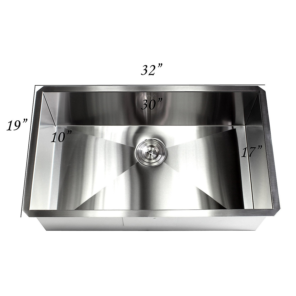 32 Inch Zero Radius Design 16 Gauge Undermount Single Bowl Stainless Steel Kitchen Sink Premium Package