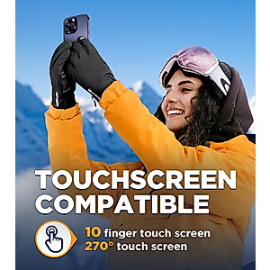 UMEWARM -10℉ Winter Gloves for Cold Weather Made with 3M Insulation, 5-Layer Fabric Snow Ski Gloves Women Men, Windproof & Waterproof Gloves for Men, 10 Touchscreen Fingers Thermal Gloves