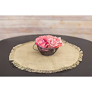 The Country House Collection 14 Inch Fringed Burlap Round Mat 14 inch Burlap Single Placemat