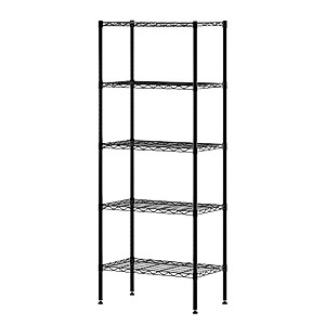 Furinno Wayar 5-Tier Metal Storage Shelf Rack, 24 x 14 x 60, Black