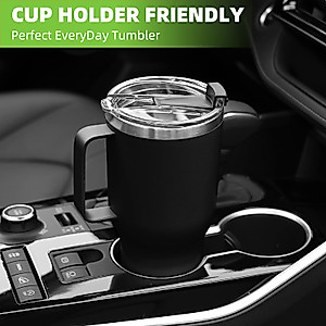 mininoo 40 oz Tumbler with Handle and Straw, Insulated Tumbler with Handle Leak Proof, Large Tumbler with Lid and Straw (Black)