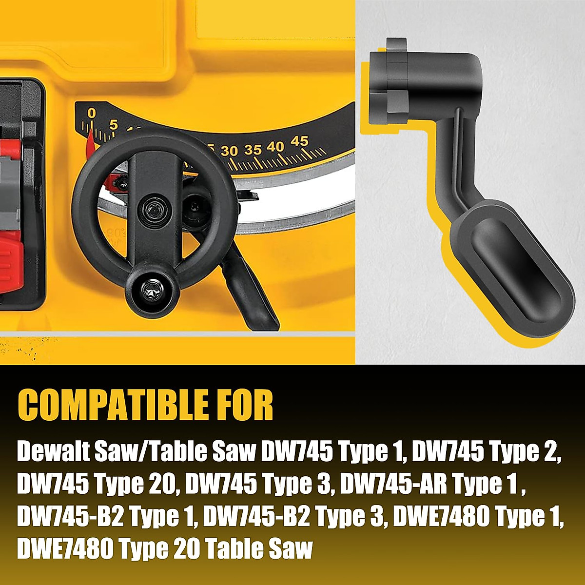 HASMX 5140117-78 Replacement Table Saw Bevel Handle for Dewalt DW745, DWE7480, Part Numbers 5140117-78, 5140032-55, 514011778, 514003255 (1-Pack)