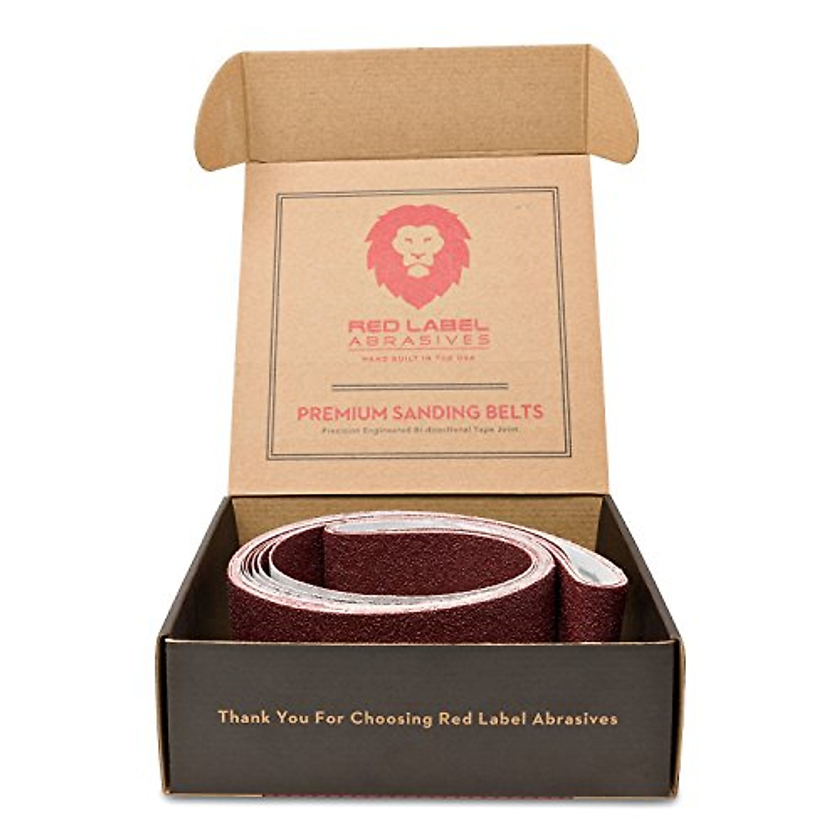 Red Label Abrasives 2 X 42 Inch Flexible Aluminum Oxide Premium Quality Multipurpose Sanding Belts 60, 80, 120, 220, 320, 400 Grit, 6 Pack Assortment