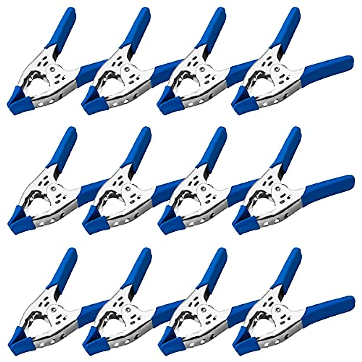 Lot of 12-6" inch Spring Clamp Large Super Heavy Duty Spring Metal Blue - 2.5 inch Jaw opening
