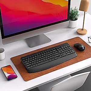 Wireless Keyboard and Mouse Combo, 2.4G Full-Sized Ergonomic Computer Keyboard with Wrist Rest and 1600 DPI Wireless Noiseless Mouse for Windows, PC, Laptop, Windows XP/7/8/10 (Black)