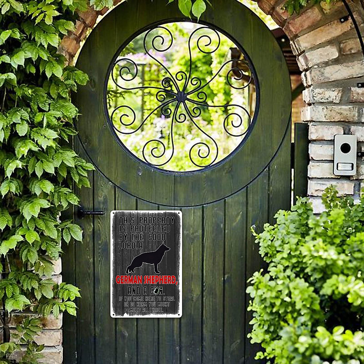 Funny Beware Of Dog Sign - 8x12 Inch Tin Sign For Fence Warning