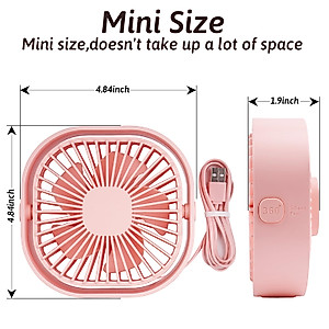 BSVI Desk Fan Portable Personal Desktop Mini Cooling Micro with Cable USB Powered 3 Speeds Quiet Small Table Fan for Home Office Study reading Bedroom Indoor Car Outdoor Travel