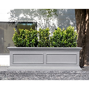 Veradek Brixton Window Box Plastic Planter - Large Rectangular Planter for Outdoor Balcony/Windowsill | Crack-Resistant All-Weather | Classic Estate Design for Flowers, Herbs, Succulents