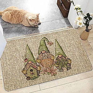 GAGEC Spring Door Mat Gnomes Flower Holiday Doomat Entrance Rug Farmhouse Home Kitchen Decoration Bathroom Floor FFront Door Mat Outdoor 17 x 27 Inch