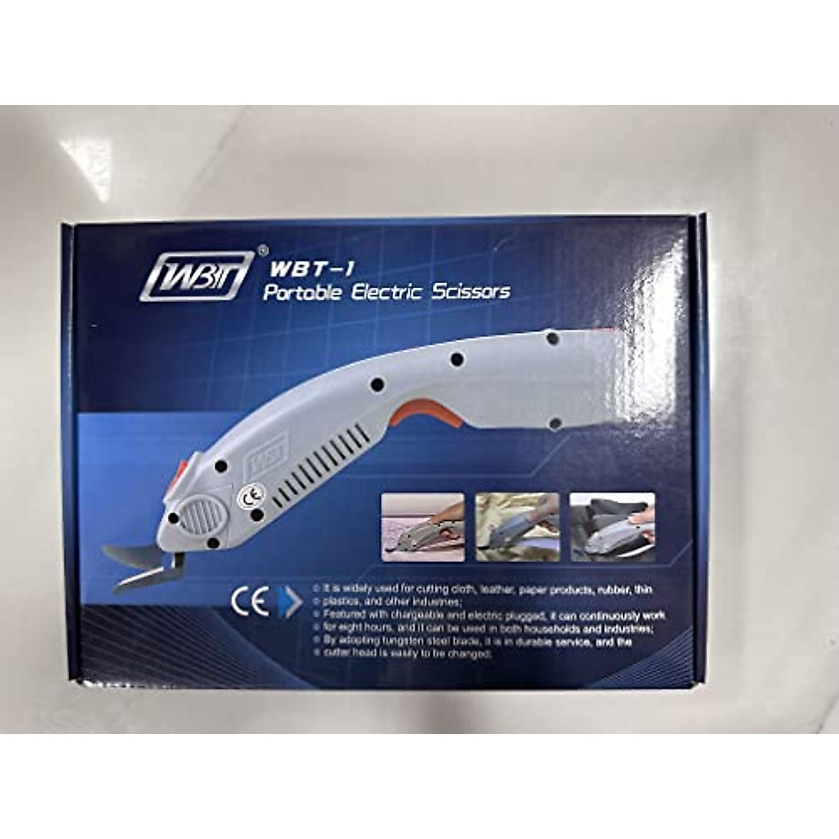 MXBAOHENG Wbt-1 Electric Fabric Scissors Cordless Fabric Shears Rechargeable Cloth Cutter for Carpet/Leather/Rubber/Paperboard (1 Battery & A Blade)