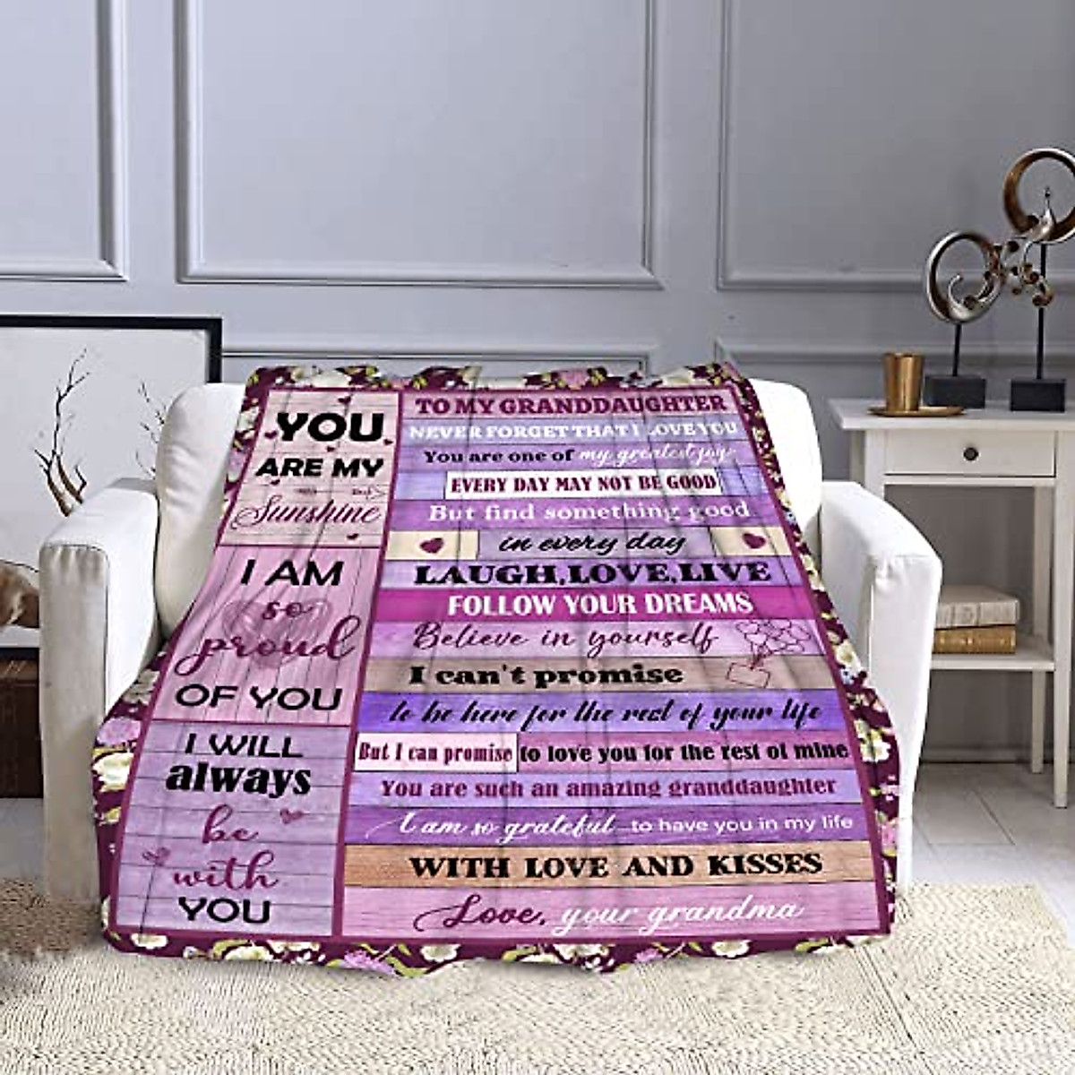 ORALBY Granddaughter Gifts from Grandma,Granddaughter Blanket,Gifts for Granddaughter,Granddaughter Gifts for Birthday Graduation Gifts for Granddaughter Throw Blanket from Nana 50” x60