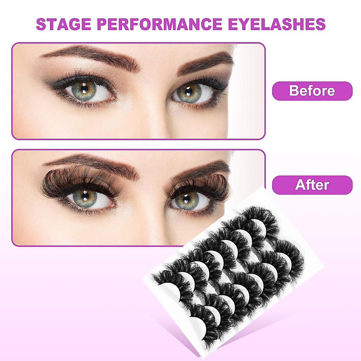 Zoe eyelashes (Dense) Mink Lashes Soft and skin friendly 25MM Long Dramatic，Wispy Clear Band Extension Volume Fluffy Fake Eyelashes 7 pairs
