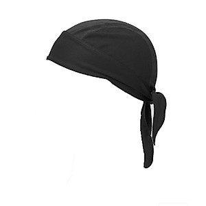 Cycling Skull Cap Sun UV Protection Cotton Bandana Dew Rap Head Wrap Running Sweatband Headband Headwear Breathable Moisture Wicking Beanie Gear Wind Dust Proof Halloween Pirate Costume (Black 17)