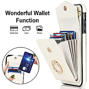 Asuwish Phone Case for iPhone Xs Max Wallet Cover with Tempered Glass Screen Protector and RFID Ring Credit Card Holder Cell Accessories i X XR Xsmax 10x SX Xmax 10xs 10s 10 Plus Xmaxs Women Off White
