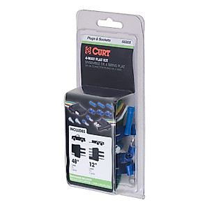 CURT 58305 4-Pin Flat Wiring Harness, 48-Inch Vehicle-Side, 12-Inch Trailer-Side Wires