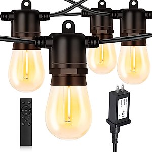 51FT LED Outdoor String Lights with Dimmer Remote, Edison Vintage Shatterproof Bulbs Commercial Grade Weatherproof, Heavy Duty Cafe Patio Lights