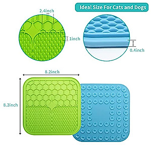 Ulmpp Dog Lick Mat with Suction Cups Dog Slow Feeders Dog Licking Mat Pet Mat Anxiety Relief Dog Cat Lick Training Licking Mat for Food, Yogurt, Peanut Butter Set of 2(Blue & Green)…