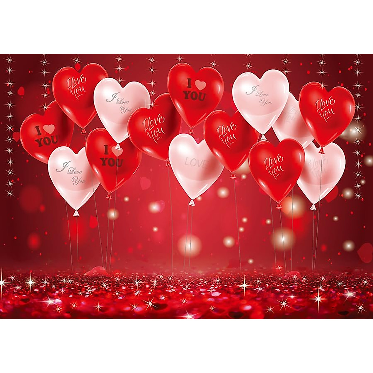 LTLYH 7x5ft Valentine's Day Backdrop Valentine's Day Red Love Heart Balloon Decor Banner Background Valentines Photo Backdrop Valentines Party Supplies 126