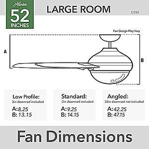 Hunter Fan Company, 50336, 52 inch Spring Mill Matte Black Indoor / Outdoor Ceiling Fan with LED Light Kit and Pull Chain