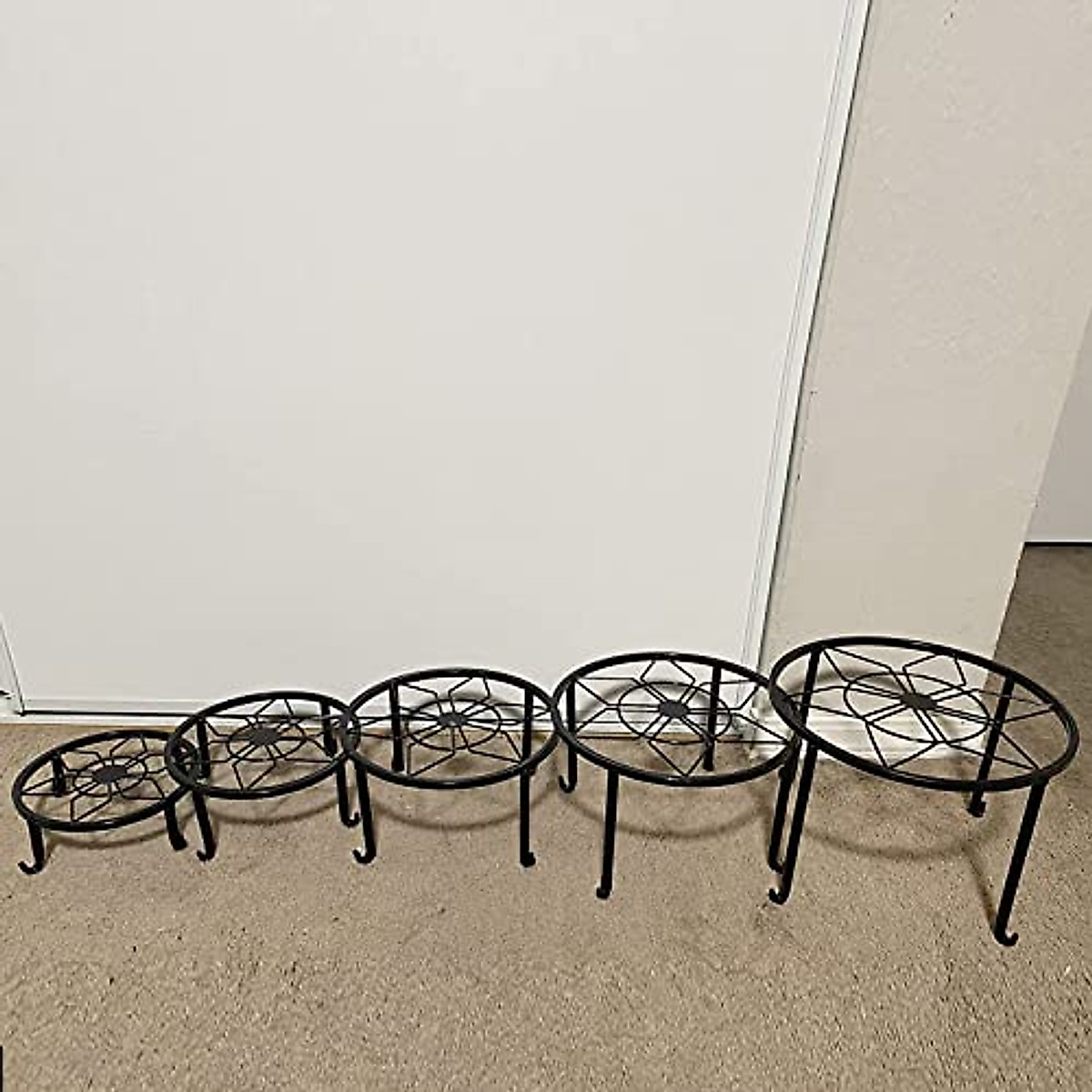 5 Pack Metal Plant Stands,Heavy Duty Potted Holder for Flower Pot,Indoor Outdoor Metal Rustproof Iron Garden Container Round Supports Rack for Planter…