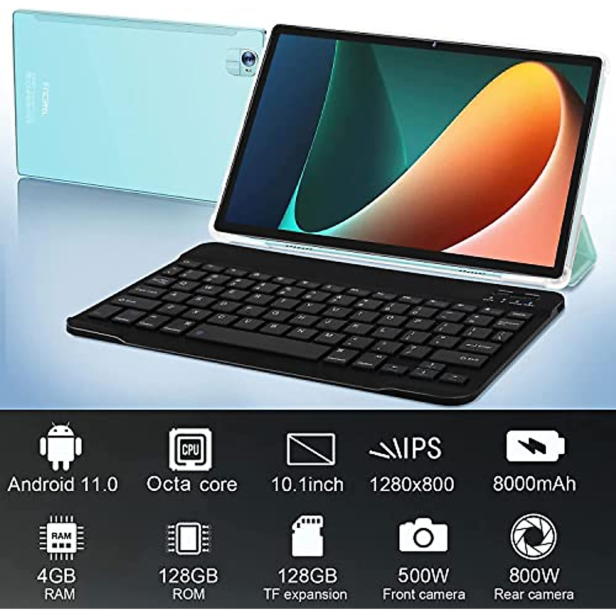 Tablet 10 inch Latest 128 GB ROM Android 11 Q10PRO Tablets:4GB RAM|5G/4G Wi-Fi|Octa-Core|8000mAh|Bluetooth|Google Certified Tablet with Keyboard, Mouse, Earphones etc./Support Split Screen-Green