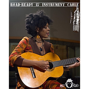 Mophead 15-Foot Guitar Instrument Cable - 1/4 Inch TS to 1/4 Inch TS Right Angle Pro Grade Double Insulated Tweed Braided for Electric Guitar, Bass, Amp, Keyboard (Black and White)