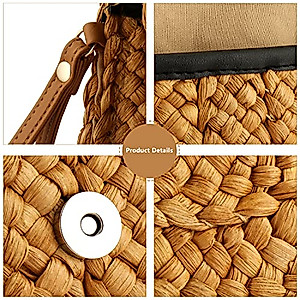 Rkrouco Women's Straw Shoulder Bag Straw Clutch Purse Summer Beach Bags Crossbody Wallet Woven Handbags