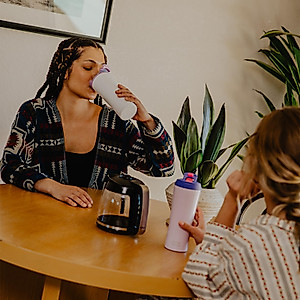 BOTTLE BOTTLE Insulated Coffee Tumblers with Dual-use Lid and Straw Double Walled Iced Travel Coffee Mug for Woman and Man 18 oz Stainless Steel Tumbler with Handle(Snow)