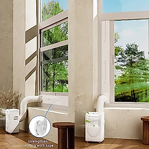 E-SDS Portable Air Conditioner Window Kit with 5.9” Diameter 78" Length Exhaust Hose for Sliding Window, Adjustable AC Window Vent Kit with Hose and 4 Slide Seal Plates