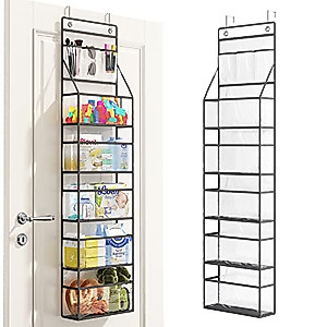 Fixwal 6-Shelf Over Door Hanging Pantry Organizer Storage with Clear PVC Pockets Nursery Closet 3 Small for Bedroom Baby Kids Cosmetics Toys and Sundries