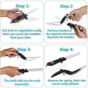 YD YD XINHUA Kitchen Food Cutter Chopper Clever Kitchen Knife with Cutting Board, Clever Multipurpose Food Scissors Stainless Steel Vegetable Slicer Fruit Cutter Quick & Easy to Cut BBQ Tools