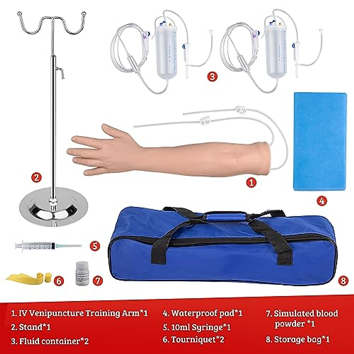 SimCoach Intravenous Practice Arm, Phlebotomy Practice Kit, IV Venipuncture Training Arm for Injection and Infusion, Medical EducationTraining Model