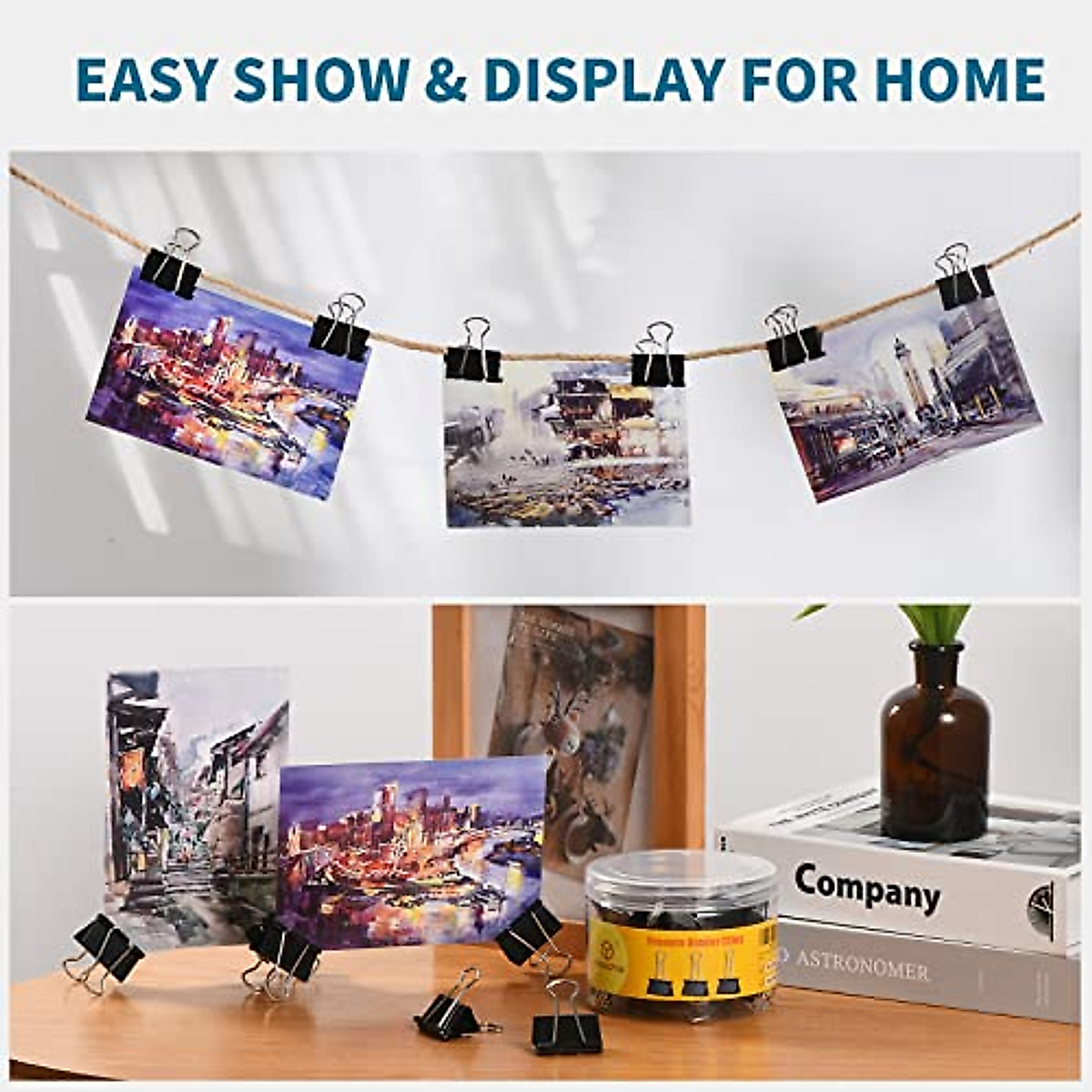 25 Pack Medium Binder Clips Paper Clamps for Paper, Universal Black Paper Clips of for Home, Office and School Use, Medium Size (1.25 Inch)