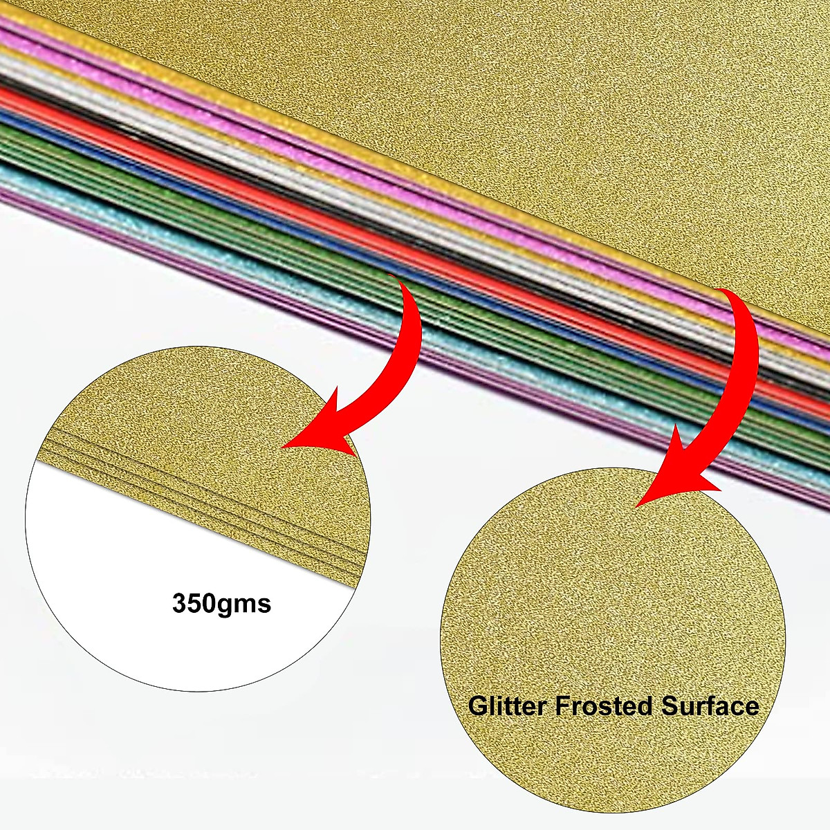 Rramorrra Gold Glitter Cardstock Paper 12" x 12" 15 Sheets 350gsm/130lb Heavyweight Premium Gold Sparkly Construction Paper for Cricut Machine, Halloween, DIY Projects, Party Decorations