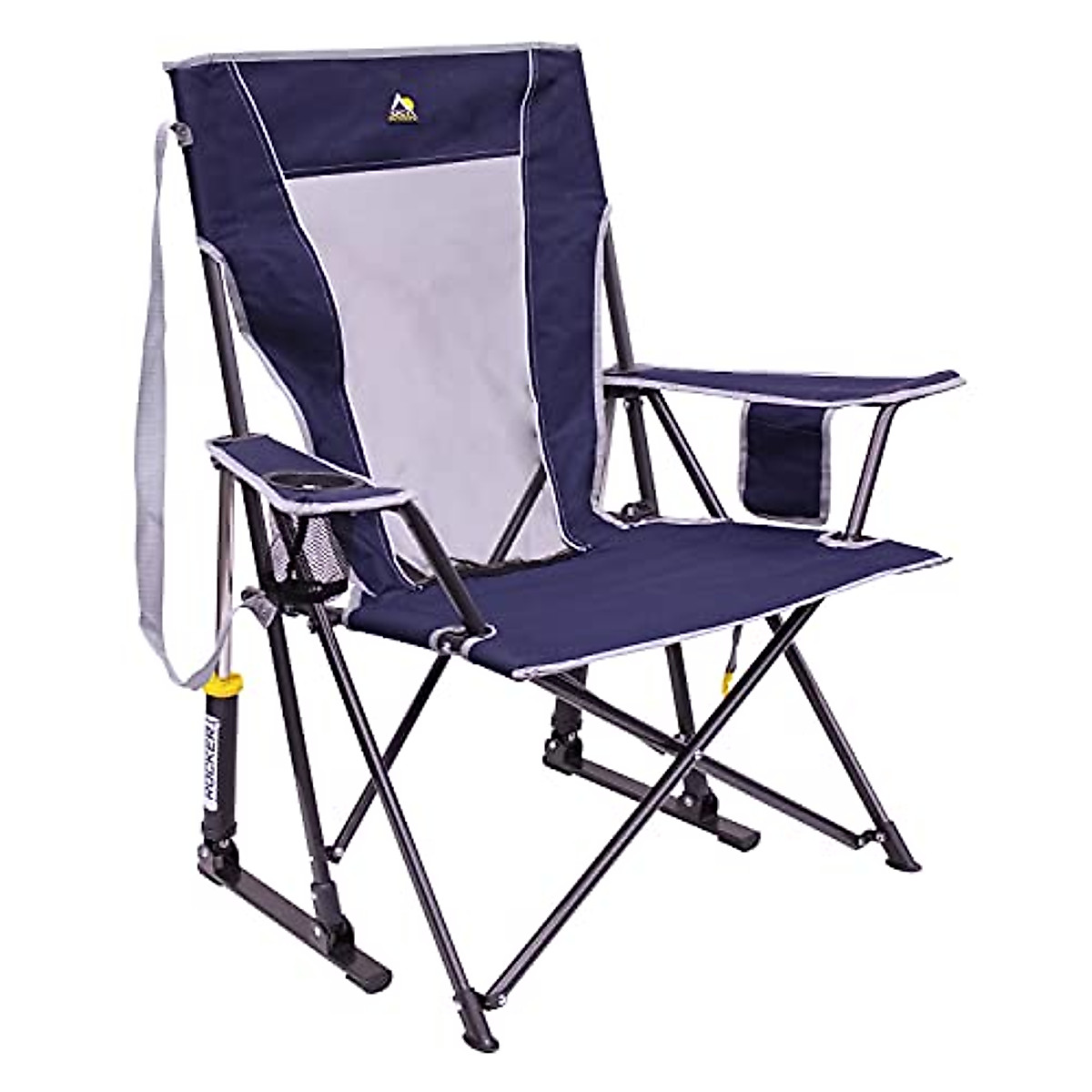 ARROWHEAD OUTDOOR Portable Folding Double Duo Camping Chair Loveseat w/ 2 Cup & Wine Glass Holder & GCI Outdoor Comfort Pro Rocker Collapsible Rocking Chair & Outdoor Camping Chair, Indigo