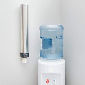 San Jamar C3200P Stainless Steel Pull Type Beverage Cup Dispenser, Fits 6oz to 10oz Cup Size, 2-7/32" to 3-3/16" Rim, 23-1/2" Tube Length