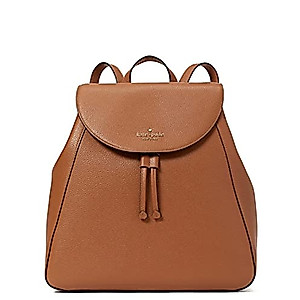 KATE SPADE LEILA LARGE FLAP BACKPACK TOTE BAG GINGERBREAD PEBBLED LEATHER