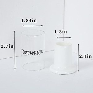 LEETOYI Porcelain Toothpick Holder Dispenser with Glass Lid Set of 2