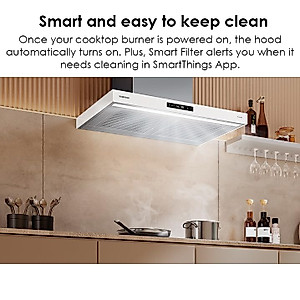 Samsung 30" Bespoke Smart Wall Mount Hood, LCD Display & Touch Control, Triple Air Sensor, Low Noise, WiFi Connected, Clean Grey, NK30CB700WCGAA