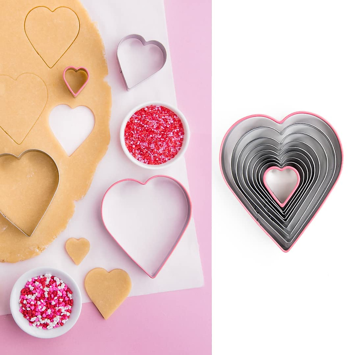 Cookie Cutter Kingdom, Easter Cookie Cutters, Spring Cookie Cutters Shape, Mold for Cakes Biscuits and Sandwiches (Easter) (Heart 9 Pack)