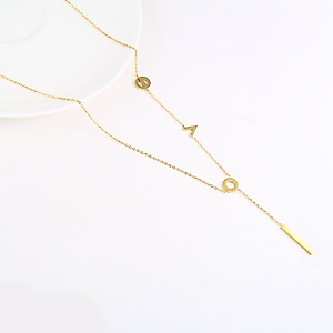 LUREME Women's Stainless Steel Love Y Shaped Necklace Circle Lariat Necklace (nl005577-2)