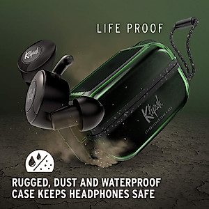 Klipsch T5 II True Wireless Sport Earphones in Green with Dust/Waterproof Case & Earbuds, Best Fitting Ear Tips, Ear Wings, 32 Hours of Battery Life, and Wireless Charging Case