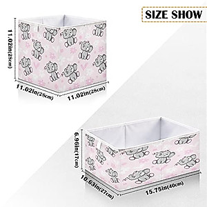 Kigai Cute Elephant Cube Storage Bins - 11x11x11 In Large Foldable Storage Basket Fabric Storage Baskes Organizer for Toys, Books, Shelves, Closet, Home Decor