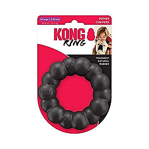 KONG - Extreme Ring - Durable Natural Rubber Dog Bone for Power Chewers, Black - for XL Dogs