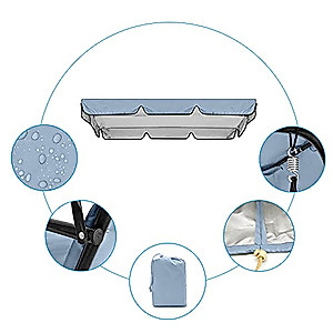 Patio Swing Canopy Replacement Top Cover, Premium Waterproof Porch Swing Cover with Canopy, Outdoor Garden Swing Top Dustproof Cover for Courtyard Sun Shade, Top Cover Only (65x45x6),Gray