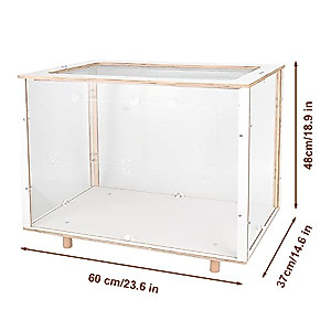 Cawuwe Wooden Hamster Cage Large for Small Animal Habitat for Rabbits Guinea Pigs Chinchillas Syrian Hamsters Home with Acrylic Transparent Board Oblique Opening Hamster Play House